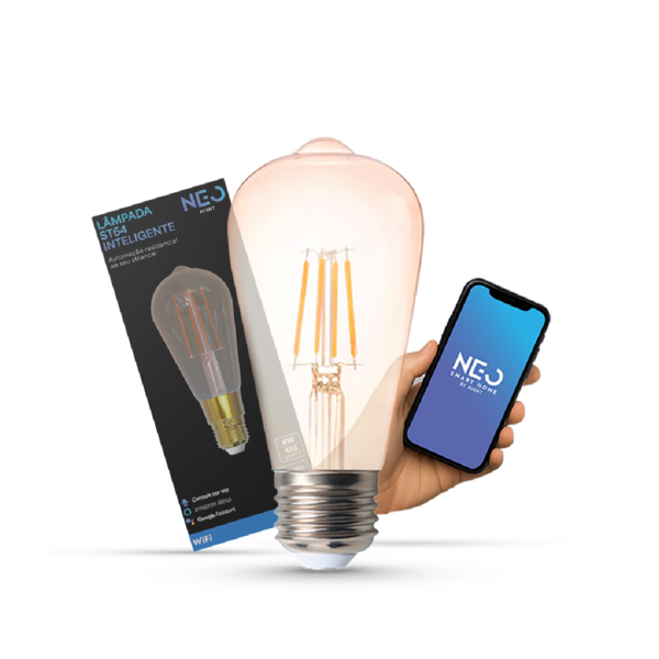 Lampada Led Pera Smart Inteligente St64 6w 1800k/2700k Luz Amarela E27 ...