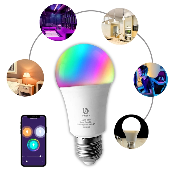 Lâmpada Smart Wifi Led Inteligente Color Rgb , Luz Branca Quente E Fria Alexa Google 12w Bivolt ...