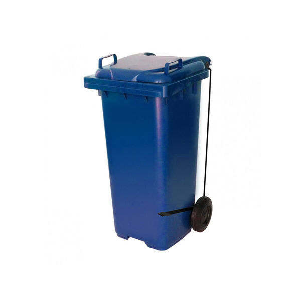 Lixeira Container Azul Com Pedal E Roda 120 Litros Jsn | Leroy Merlin