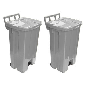 Lixeira Quadrada Cinza Com Pedal E Roda 100 Litros Jsn | Leroy Merlin