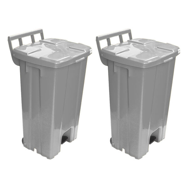 Lixeira Quadrada Cinza Com Pedal E Roda 100 Litros Jsn | Leroy Merlin