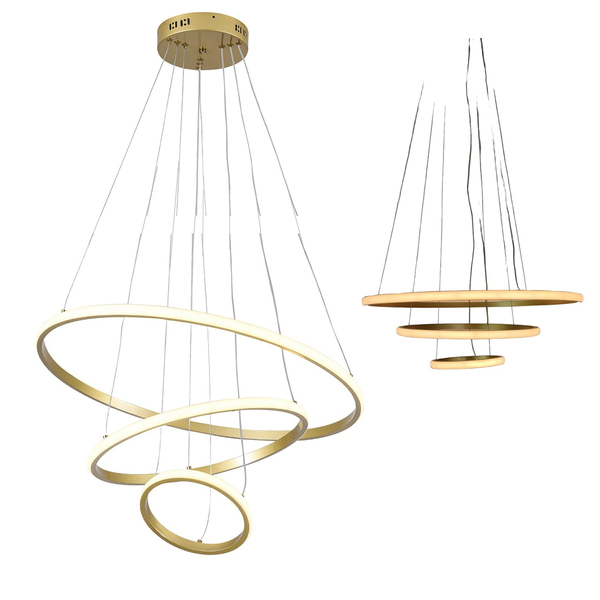 Luminaria Pendente Lustre 3 Em 1 Perfil Aneis Led Infinito Regulavel ...