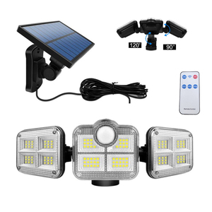 Luminaria Solar Led Refletor 3 Cabeças Sensor Presença Articulavel 3 ...