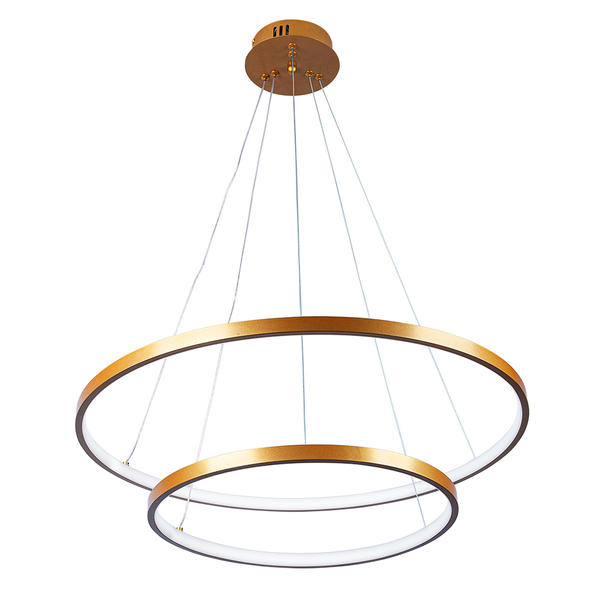 Lustre Led Moderno Luxuoso 2 Anéis Ring 40 E 60cm 45w 6500k Dourado ...