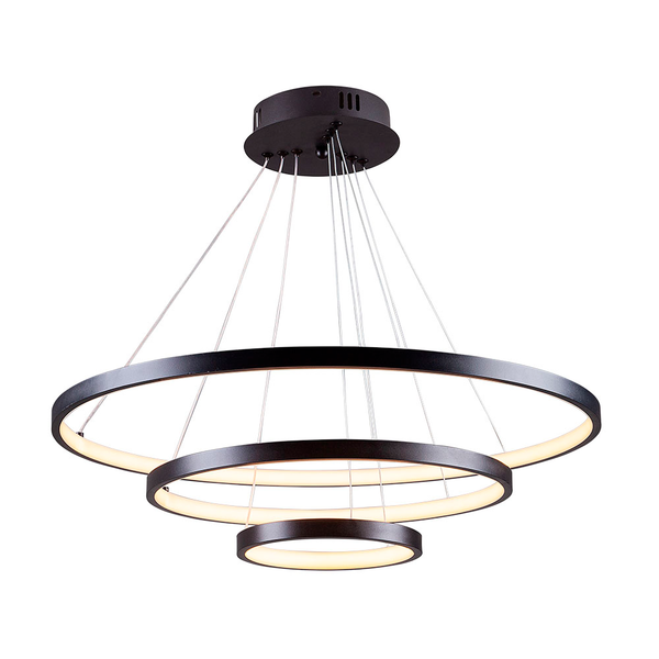 Lustre Led Moderno Luxuoso 3 Anéis Ring 20 40 E 60cm 55w 6500k Preto ...