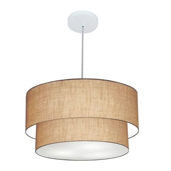 Lustre Pendente Duplo Cilíndrico Vivare Md-4351 Cúpula Tecido 50x40cm ...