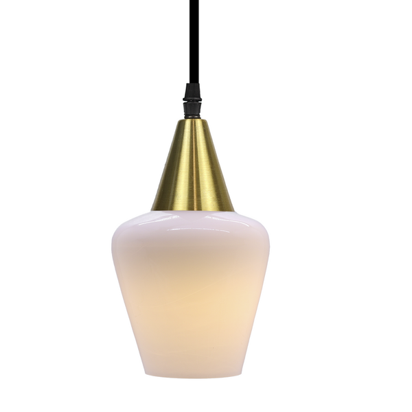 Lustre Pendente E27 Cone Vidro Leitoso Ouro 110/220v | Leroy Merlin