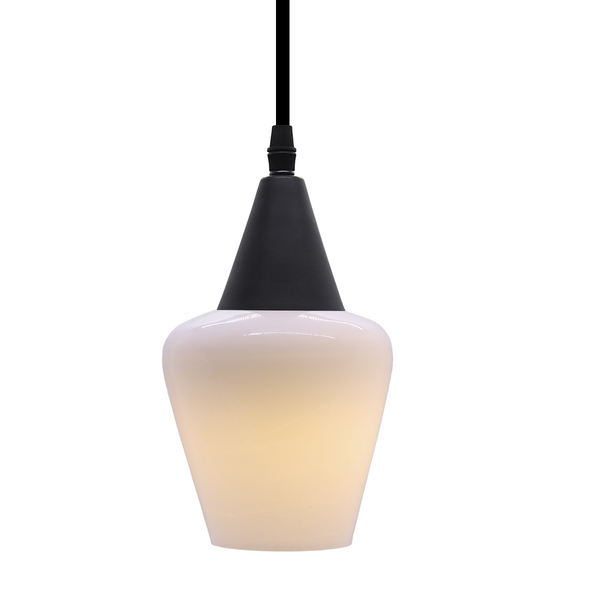 Lustre Pendente E27 Cone Vidro Leitoso Preto 110/220v | Leroy Merlin