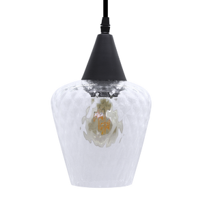 Lustre Pendente E27 Cone Vidro Transparente 17cm 110/220v Preto | Leroy ...