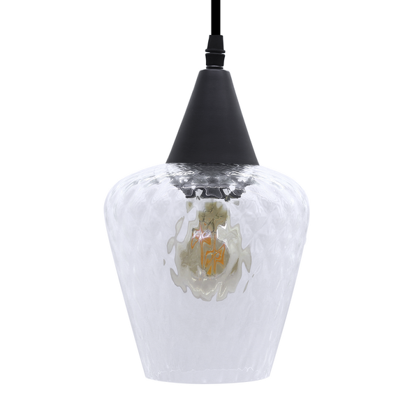 Lustre Pendente E27 Cone Vidro Transparente 17cm 110/220v Preto | Leroy ...