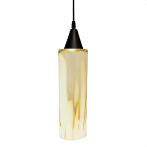 Lustre Pendente E27 Tubular Vidro Murano Âmbar Leitoso Preto 38cm 220 ...