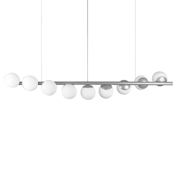 Lustre Pendente Figo Prata - 9 Globos Esfera De Vidro Branco | Leroy Merlin