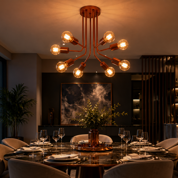 Lustre Pendente Orion 8 Braços E27 Cobre Moderno Bivolt - Bela Home ...