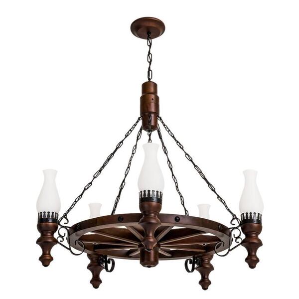 Lustre Roda De Carroça 905e Luminária Rústica 5 Lâmpadas Luminárias ...