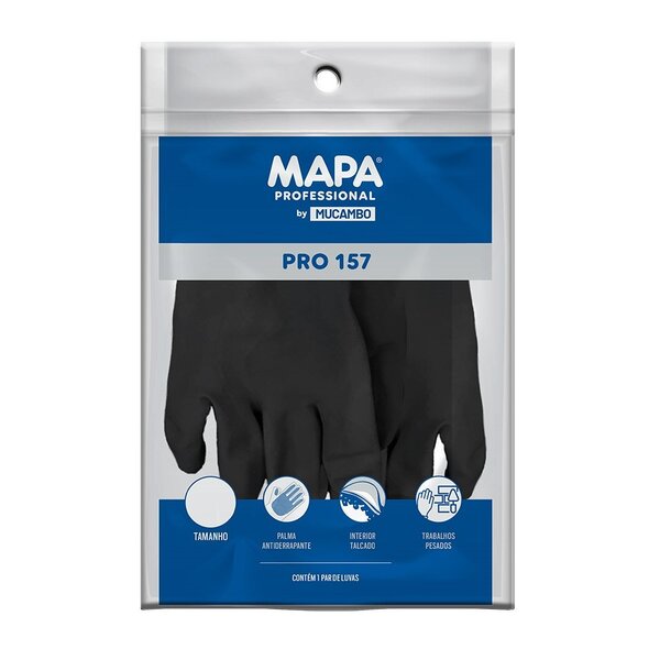 Luva Mucambo 157T Antiderrapante Reforçada Preta Tamanho XG - Embalagem ...