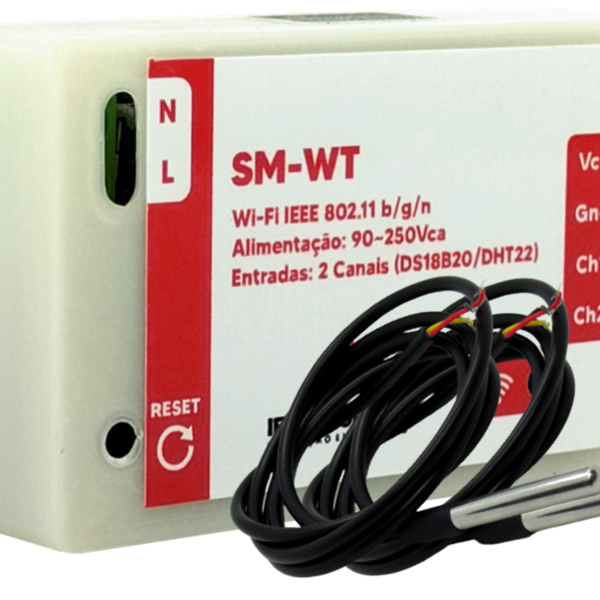 Medidor De Temperatura E Umidade Wi-fi Sm-wt - Temp Ds18b20 127v/220v ...