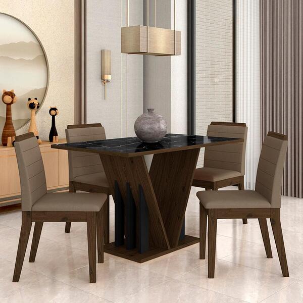 Mesa Com 4 Cadeiras Natalia 1,36 Imb/carraro Pr/cre - Móveis Arapongas ...