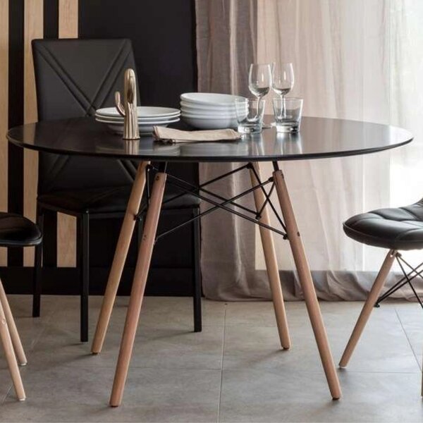 Mesa Cozinha Eames Eiffel 90cm Redonda Madeira Mdf Tx Preto | Leroy Merlin