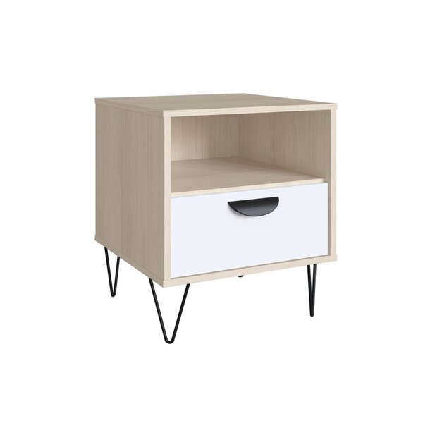 Mesa De Cabeceira 44,5cm 1 Gaveta 1 Nicho Nature/branco Tx | Black Friday Leroy Merlin