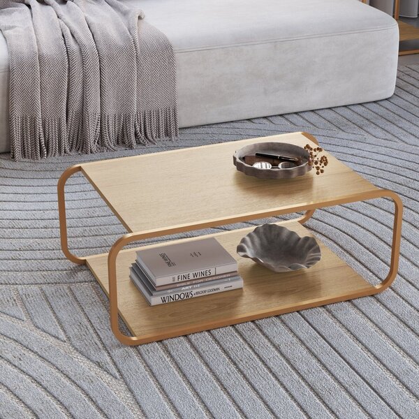 Mesa De Centro Orgânica 80cm Com Pé Metal 100% Bp Luna Hanover/dourado ...