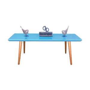 Mesa De Centro Retangular Com Vidro 120x60 - Azul Turquesa - Amadeirado ...