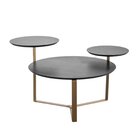Mesa De Centro Três Tampos Chanfrado Orgânica Pé Metal Complementos ...