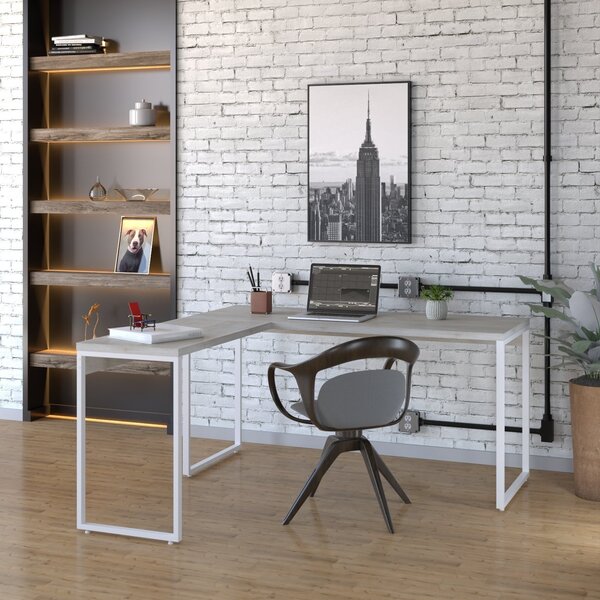 Mesa De Escritório Em L Estilo Industrial 150x150cm Kuadra | Leroy Merlin