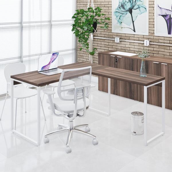 Mesa De Escritorio Em L Office Kuadra 135cm Est.branca | Leroy Merlin
