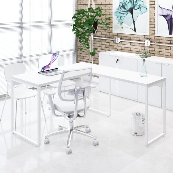 Mesa De Escritorio Em L Office Kuadra 135cm Est.branca | Leroy Merlin