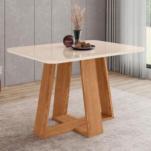 Mesa De Jantar 4 Lugares 120cm Com Vidro Lince Nature/off H02 ...