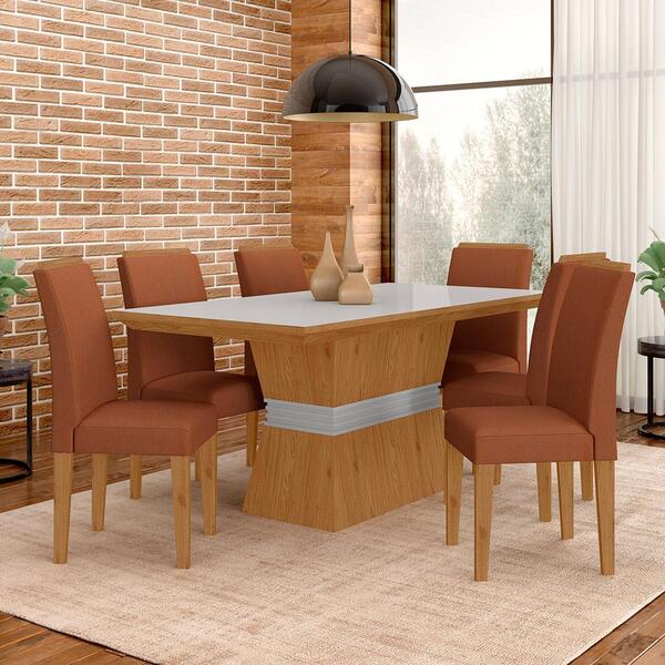 Mesa De Jantar 6 Cadeiras Gênova Cina/off Wh/terrac - Móveis Arapongas | Leroy Merlin