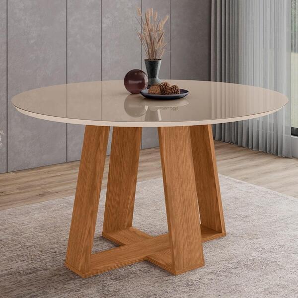 Mesa De Jantar 6 Lugares 140cm Com Vidro Lince Nature/off H02 ...