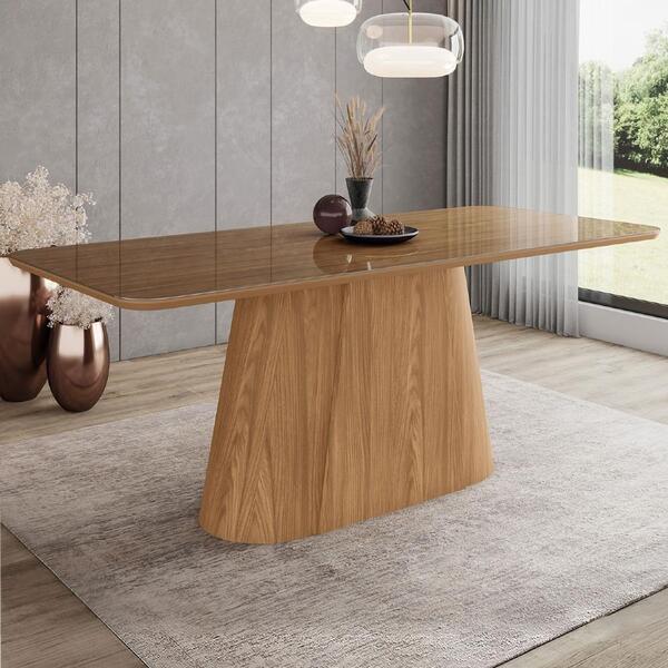 Mesa De Jantar 8 Lugares 200cm Com Vidro Valt Nature H02 - Mpozenato ...