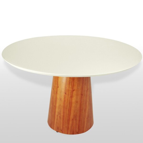 Mesa De Jantar Araçá Tampo Em Mdf Com Vidro E Base Em Madeira Off-white ...