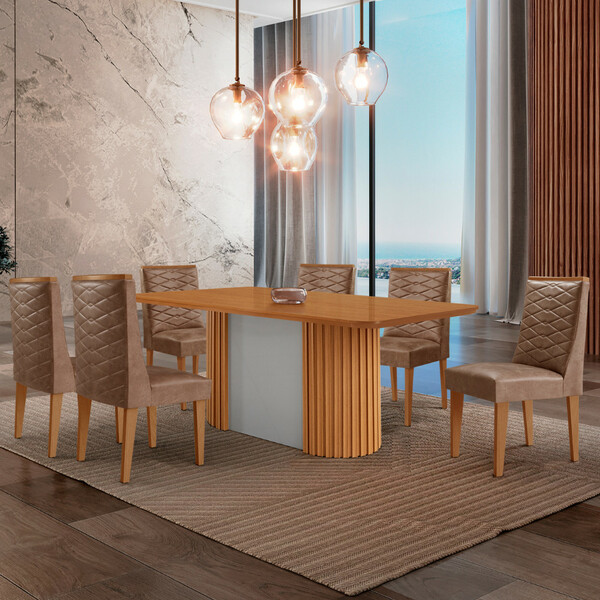 Mesa De Jantar Aspen 180cm Tampo Mdf Laminado Com 6 Cadeiras Safira ...