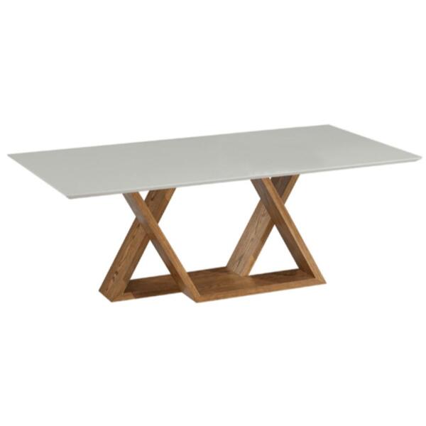 Mesa De Jantar Flora 220 Cm Retangular Borda Reta Madeira Vidro Colado ...