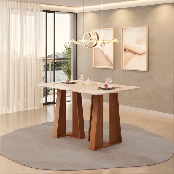 Mesa De Jantar Karen 1360 Tampo Chanfrado 2026 Freijó/off White | Leroy ...