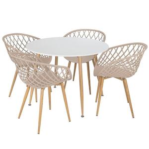 Mesa De Jantar Redonda 100cm + 4 Cadeiras Clarice Nest Nude | Leroy Merlin