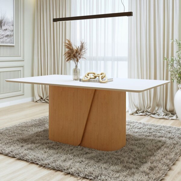 Mesa De Jantar Retangular 170cm Com Tampo Em Mdf Luar Amêndoa Clean/off ...