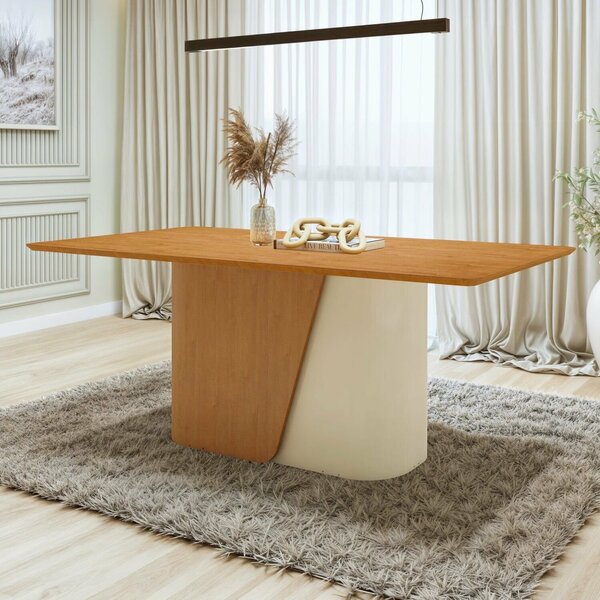 Mesa De Jantar Retangular 78x170x90cm Tampo Mdf Amêndoa Clean/off White ...