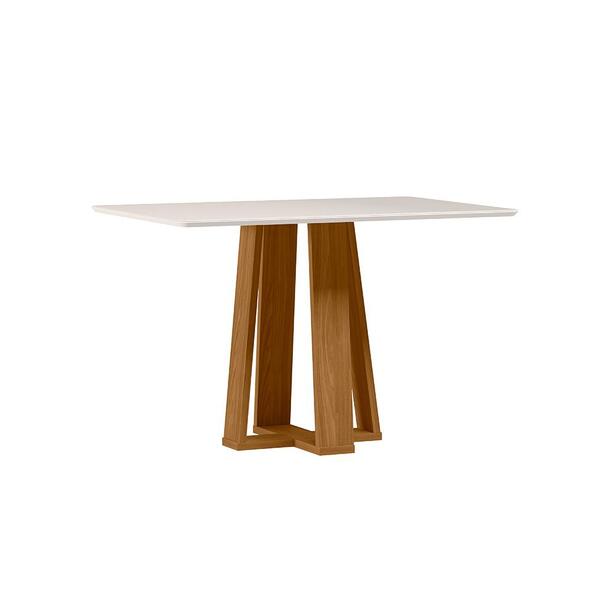 Mesa De Jantar Retangular Com Tampo De Vidro Rubi Off White E Ypê 120 ...
