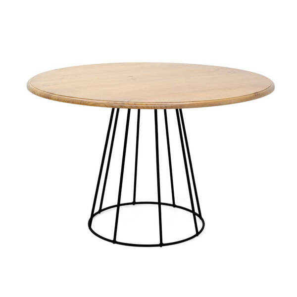 Mesa De Madeira Redonda Base Ferro 120cm Belmont - Iaza Móveis | Leroy ...