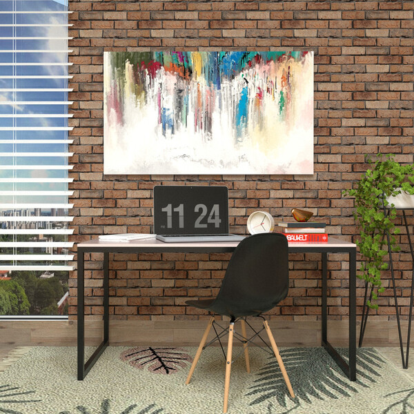 Mesa De Metalon E Madeira Home Office Mesa Trapeze - Coleção Aquarela ...