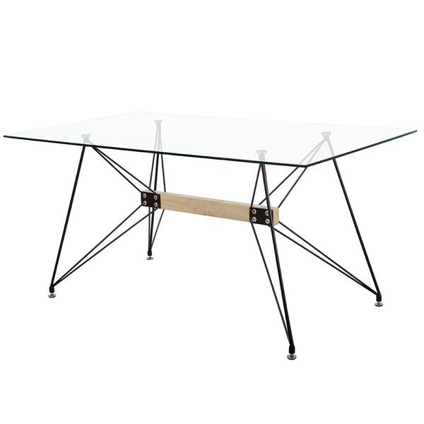 Mesa De Vidro Anm8013m Anima Office Retangular 180x90 Base Metal Preto ...
