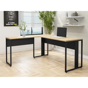 Mesa Em L Anne Natura Preto | Leroy Merlin