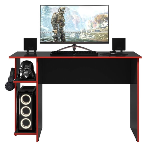 Mesa Gamer Leeds Q01 - Amarena Móveis - Preto/vermelho | Leroy Merlin