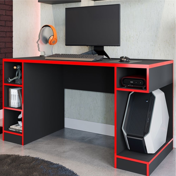 Mesa Gamer Mundi Preto Vermelho | Leroy Merlin