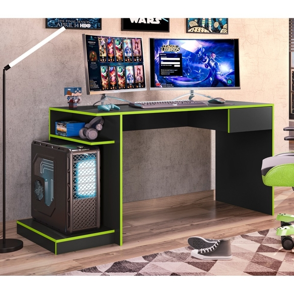 Mesa Gamer Powder Preto Verde | Leroy Merlin