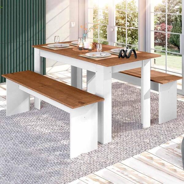 Mesa Industrial Com Banco Branco Natura Primor | Leroy Merlin