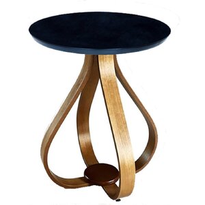 Mesa Lateral Bella 50x60cm (pé Cebola) Vidro Preto/mel Preto/mel ...